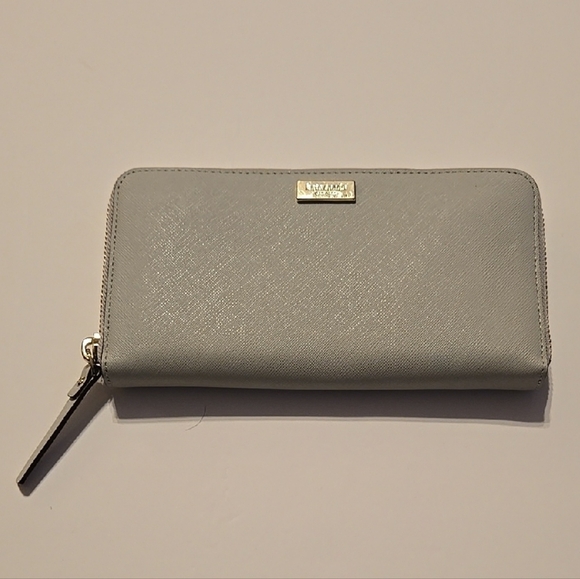 kate spade | Bags | Kate Spade Gray Neda Laurel Zip Around Large Wallet ...